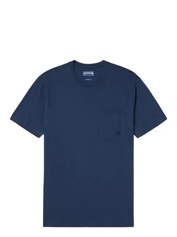 Vilebrequin Titan Slim-fit Logo-embroidered Cotton-jersey T-shirt - Blue