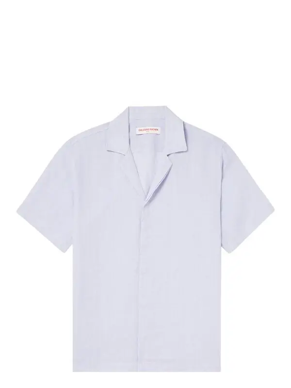 Orlebar Brown Maitan Ii Camp-collar Linen Shirt - Blue