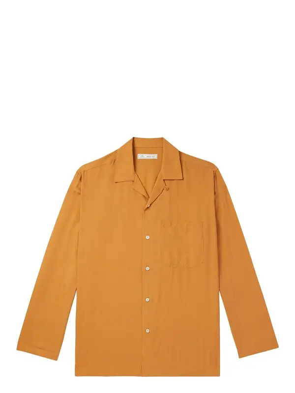 UMIT BENAN Convertible-collar Silk-twill Shirt - Yellow