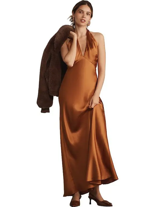 REFORMATION Daniela Silk Slip Dress - Copper