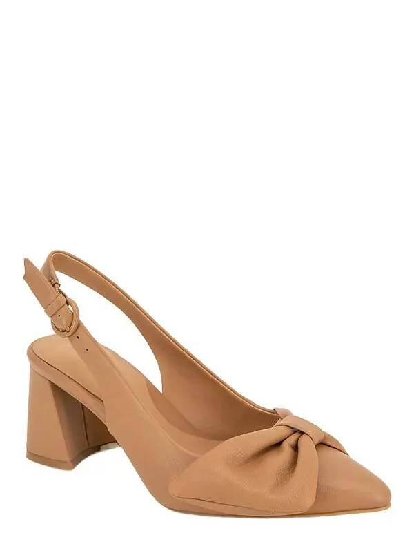 KENNETH COLE Diana Bow Slingback Pumps - Camel Leather