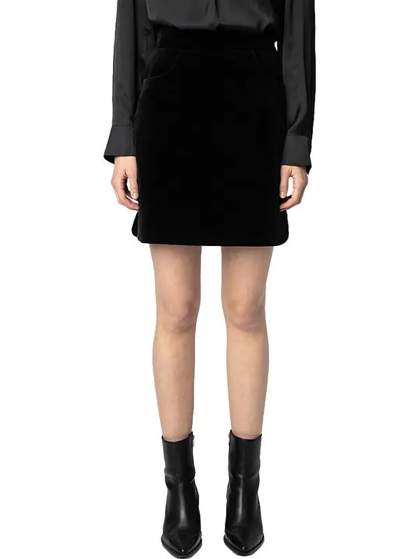 Zadig&Voltaire Jinette Velvet Mini Skirt - Noir