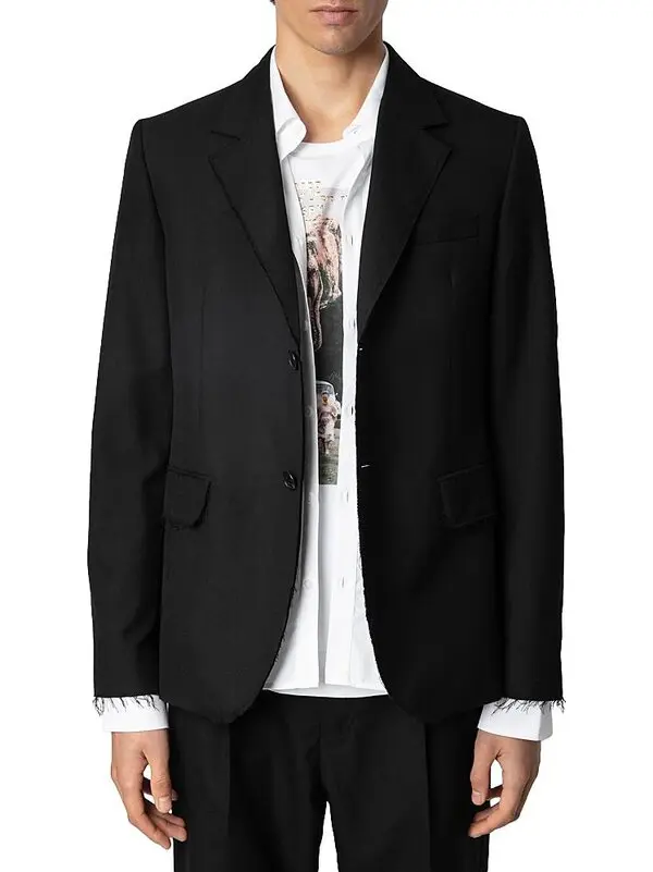 Zadig&Voltaire Vanilleh Raw Edges Straight Cut Blazer - Noir