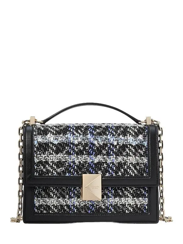 Kate Spade New York Deco Plaid Tweed Chain Shoulder Bag - Black Multi