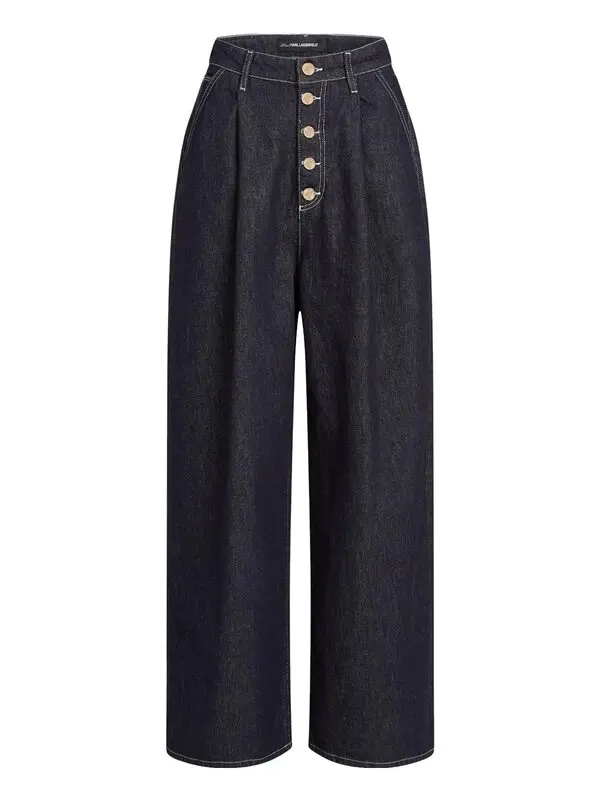Karl Lagerfeld Button-fly Wide-leg Jeans - Blue