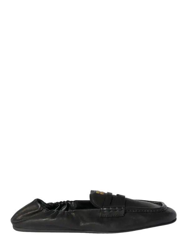 Miu Miu Embossed-logo Loafers - Black