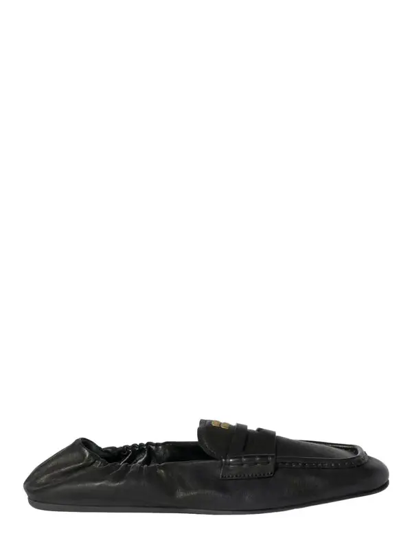 Miu Miu Embossed-logo Loafers - Black