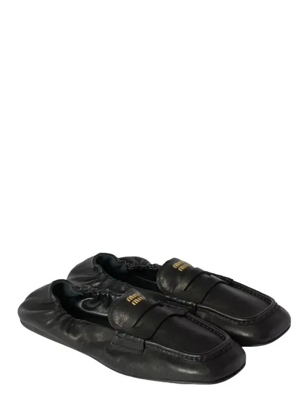 Miu Miu Embossed-logo Loafers - Black