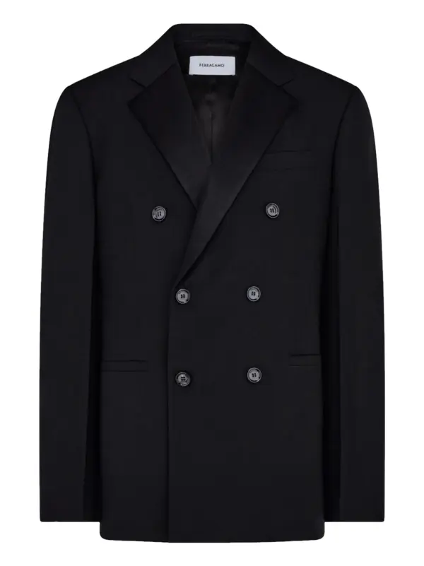 FERRAGAMO Peak-lapel Double-breasted Blazer - Black