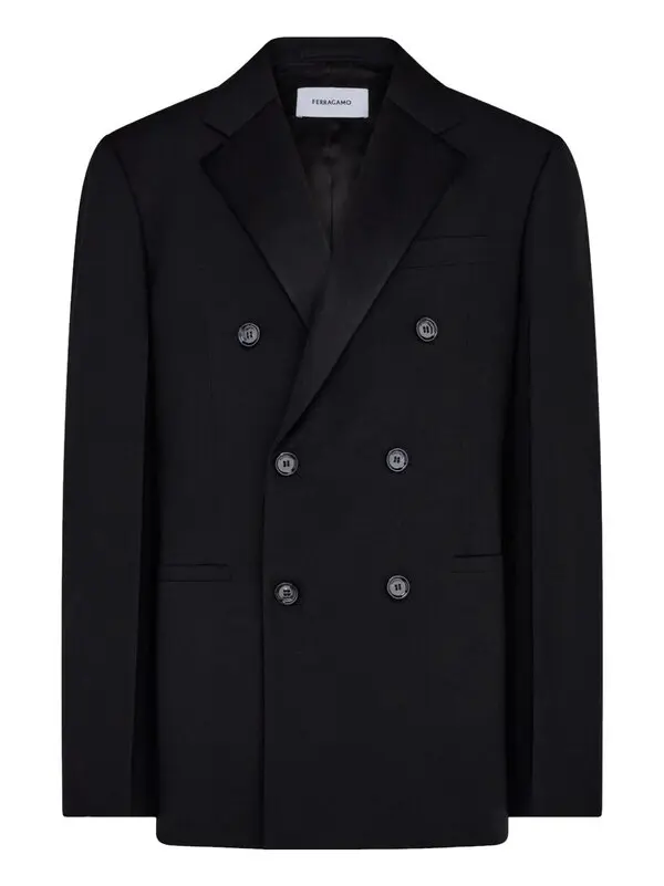 FERRAGAMO Peak-lapel Double-breasted Blazer - Black