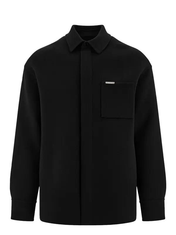 FERRAGAMO Logo-plaque Buttoned Shirt Jacket - Black
