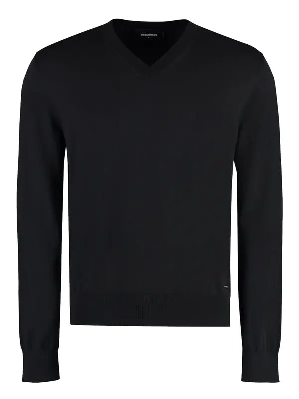 Dsquared2 Cotton V-neck Sweater - Black