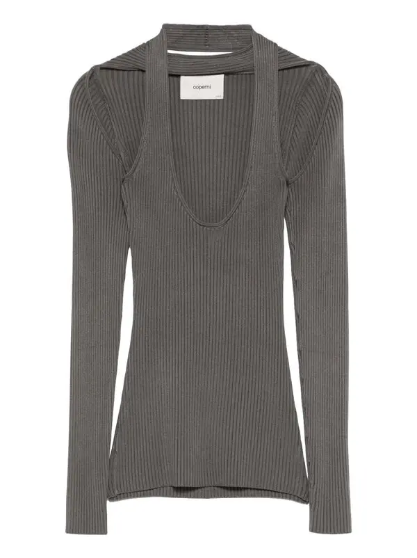 Coperni Cut-out Ribbed Top - Grey