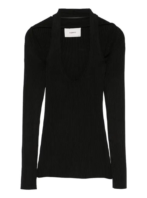 Coperni Cut-out Ribbed Top - Black