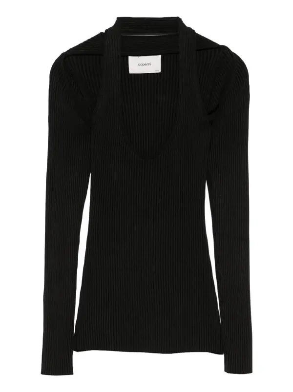 Coperni Cut-out Ribbed Top - Black