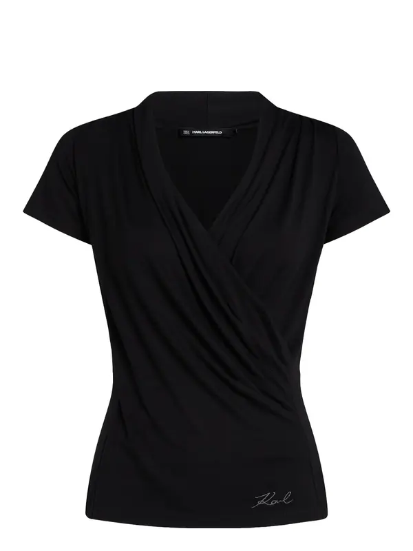 Karl Lagerfeld Crossover V-neck T-shirt - Black