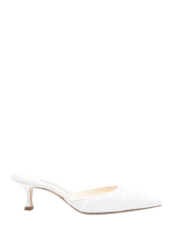 Manolo Blahnik 50mm Carolyne Mules - White
