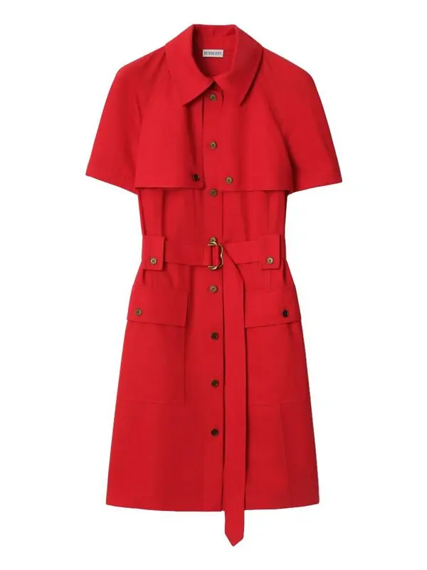 Burberry Wool Twill Trench Dress - Crayon Red