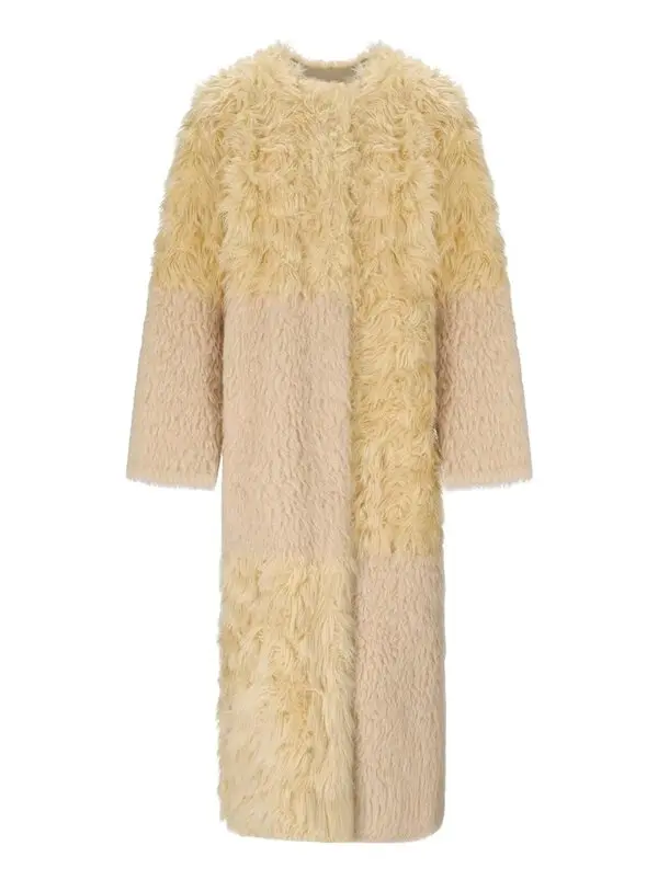 STAND STUDIO Hilma Long Eco-fur Coat - Beige