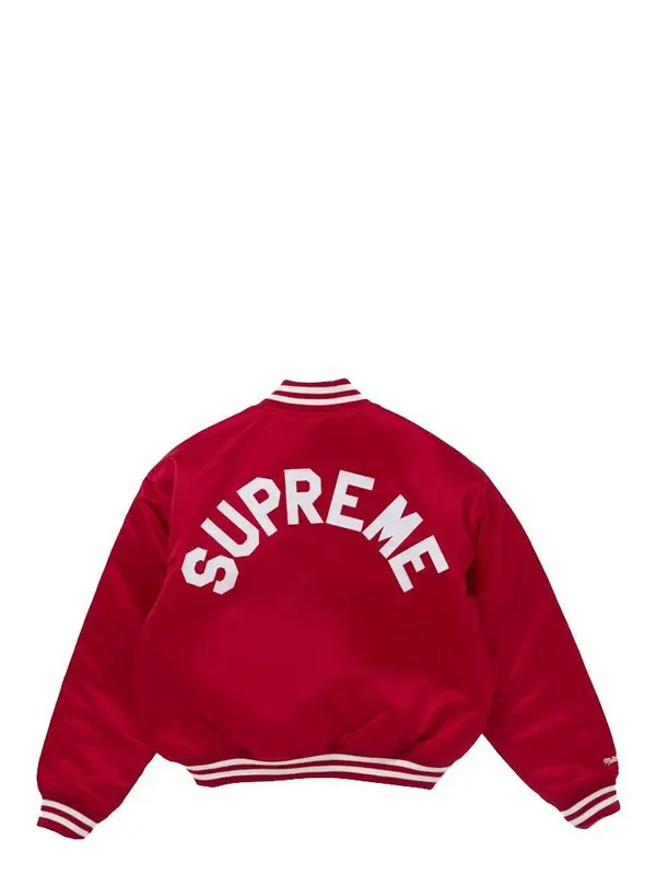 Supreme Mitchell & Ness Satin Varsity Jacket - Red