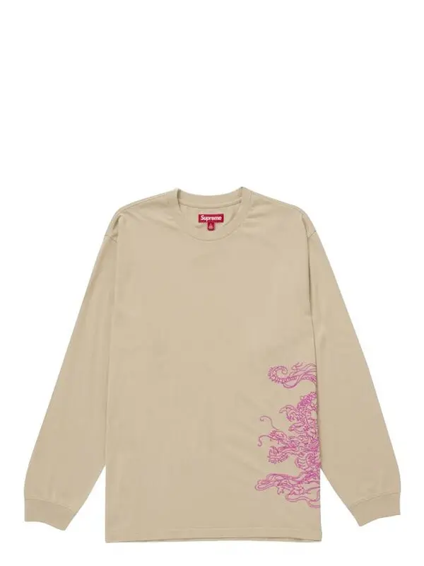 Supreme Dragon Embroidered Long Sleeve Top - Khaki