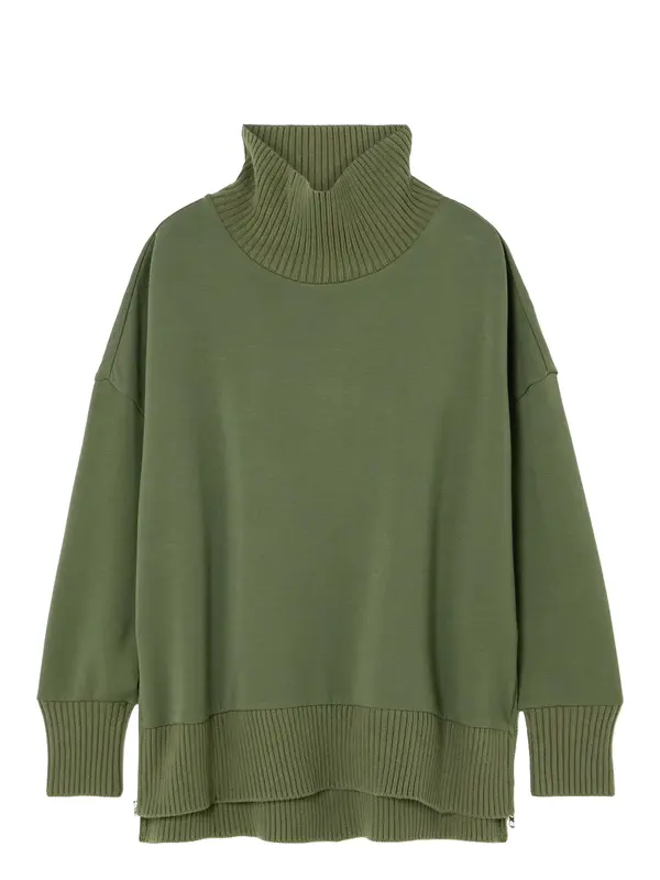 Varley Barker Oversized Cotton Turtleneck Sweater - Green