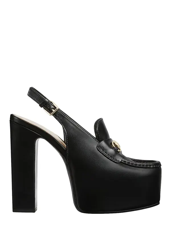 Gucci Ottavia Leather Platform Loafer Pumps - Black