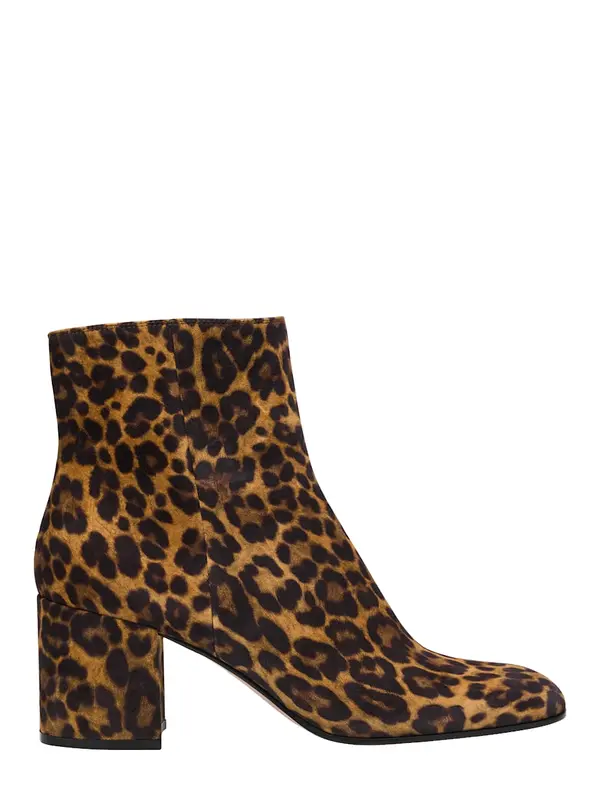 GIANVITO ROSSI Joelle Leopard Suede Ankle Boots - Leopard Print