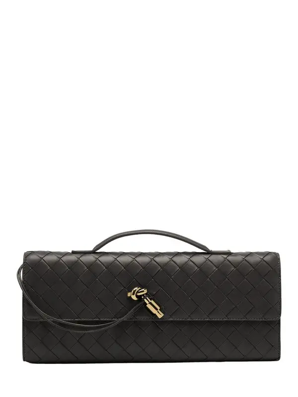Bottega Veneta Long Andiamo Intrecciato Clutch - Black