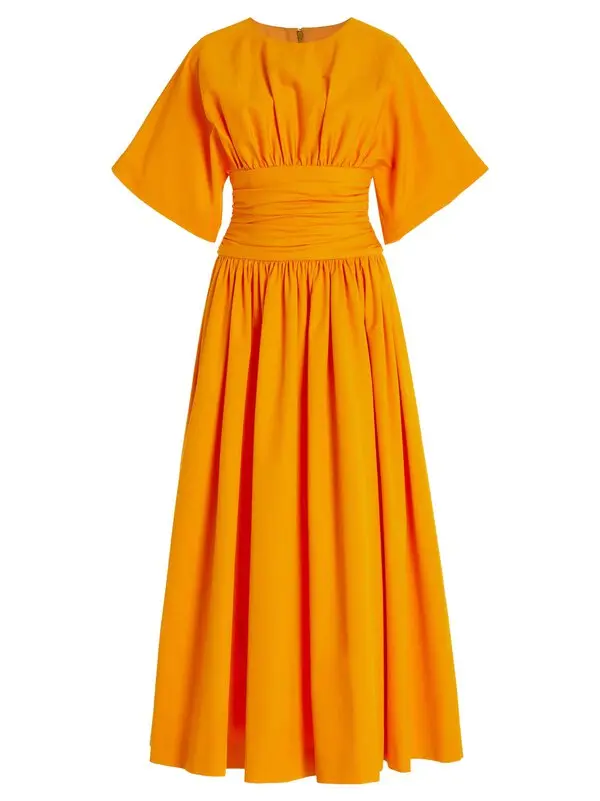 Carolina Herrera Cotton Poplin Midi Dress - Orange