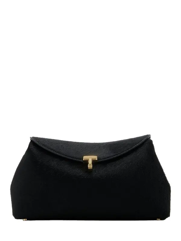 TOTÊME T-lock Pony Hair Clutch - Black