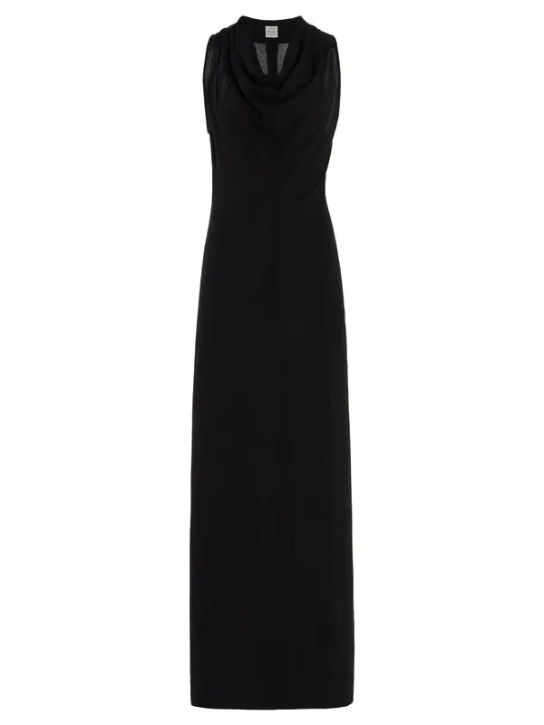 TOTÊME Cowl-neck Crepe Maxi Dress - Black