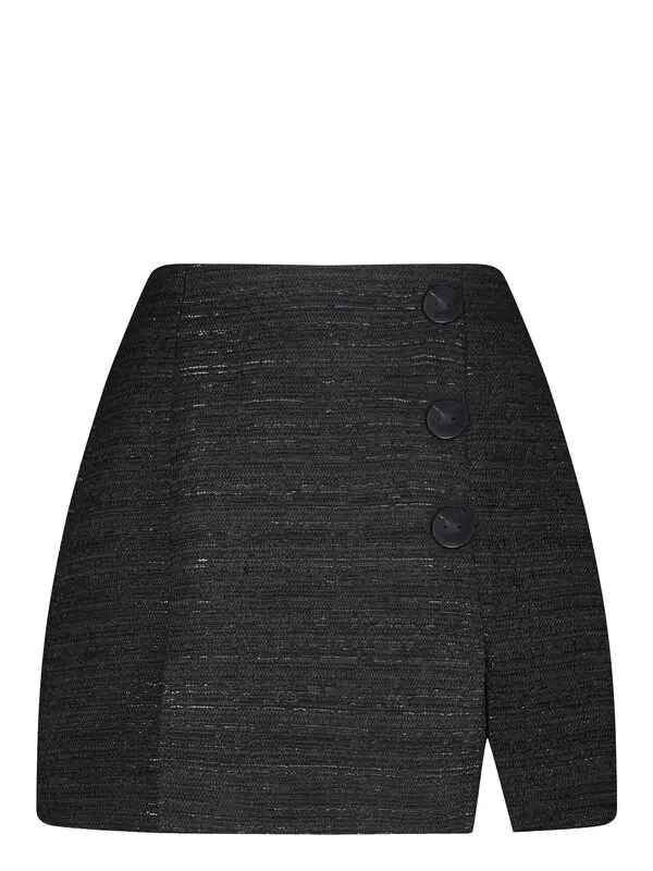 Matthew Bruch Kick-pleat Tweed Mini Skirt - Black