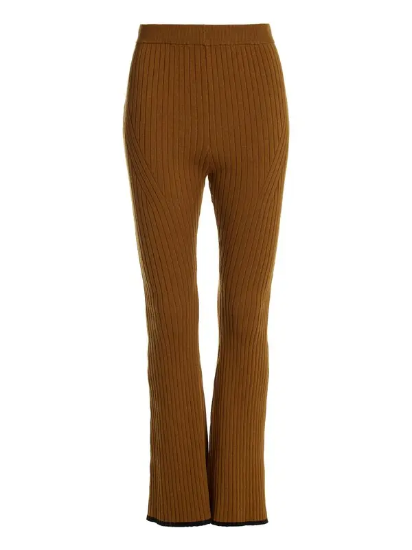 Matthew Bruch Cotton-blend Ribbed-knit Flared Pants - Brown