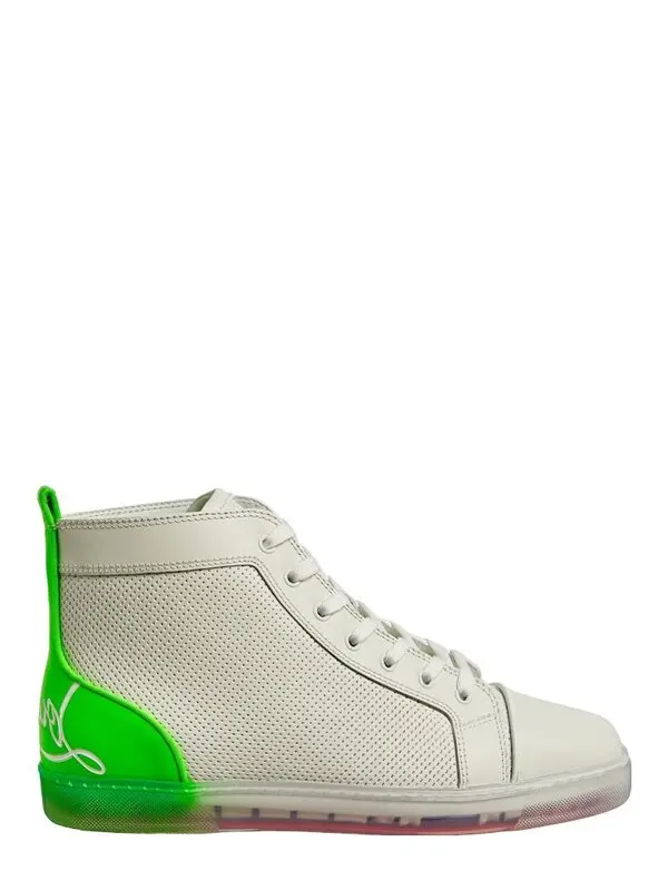 CHRISTIAN LOUBOUTIN Fun Louis Flatin High-top Sneaker - White/fluo Green