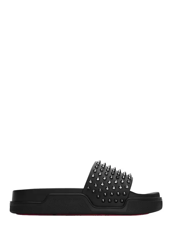 CHRISTIAN LOUBOUTIN Pool Fun Flatin Slides - Black/gun