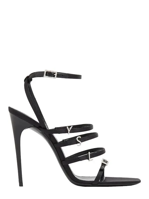 Saint Laurent Jerry Crepe Satin Sandal - Black