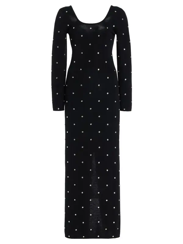 Versace Crystal-embellished Knit Midi Dress - Black