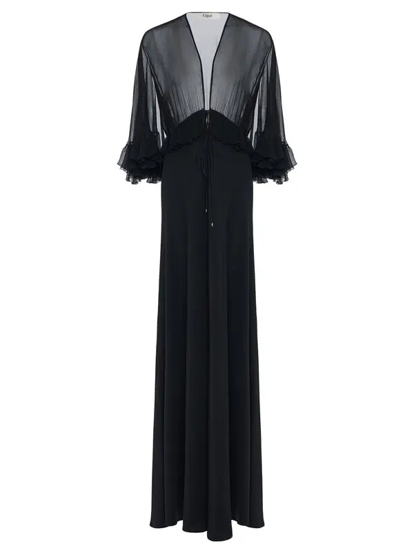 Chloé Ruffled Silk Crêpe Maxi Dress - Black
