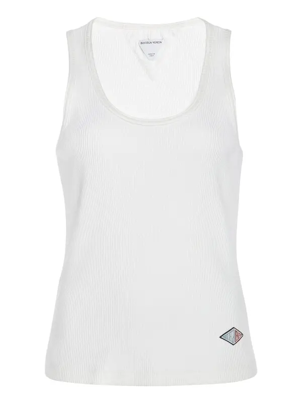 Bottega Veneta Ribbed Cotton Jersey Tank Top - White