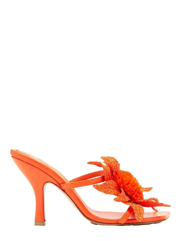 Bottega Veneta Adam Flower-detailed Leather Sandals - Orange