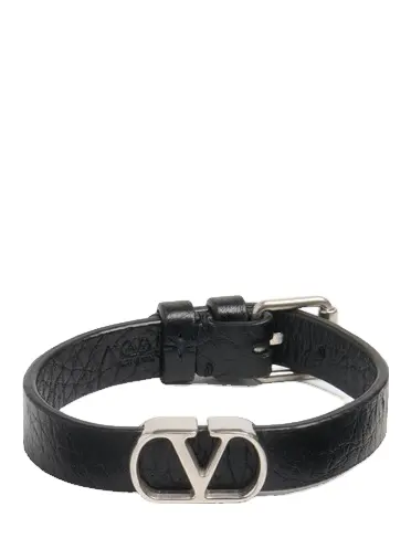 Valentino Garavani Vlogo Signature Grainy Calfskin Bracelet - Black