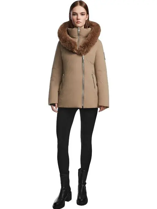 Rudsak Fitted Down Parka With Faux Fur Trim - Brown