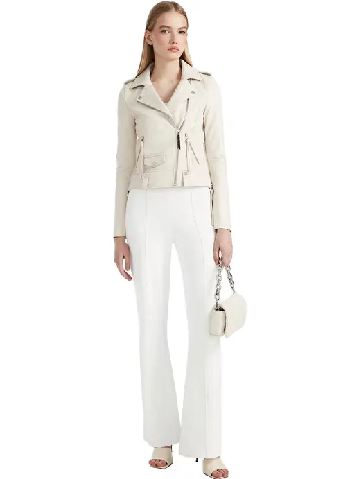 Rudsak Mergo Lambskin Leather Biker Jacket - White