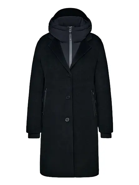 Rudsak Wool Coat With Leather Sleeves - Black