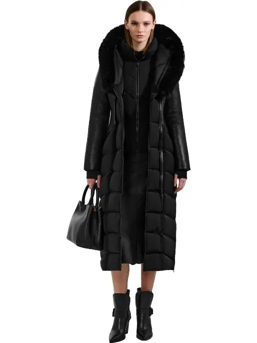 Rudsak Quilted Maxi Down Parka - Black