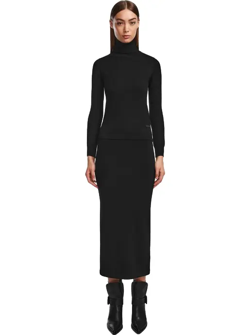 Rudsak Knit Skirt With Back Slit - Black