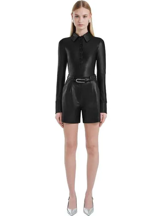 Rudsak Bodysuit With Button-down Front - Black