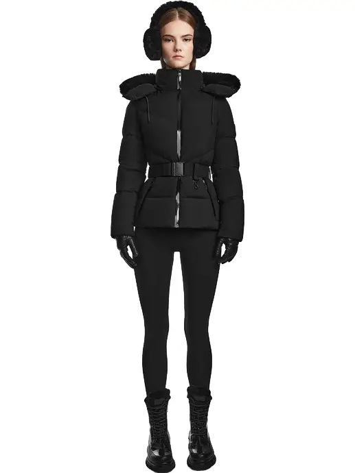 Rudsak Chevron Quilted Down Puffer Jacket - Black