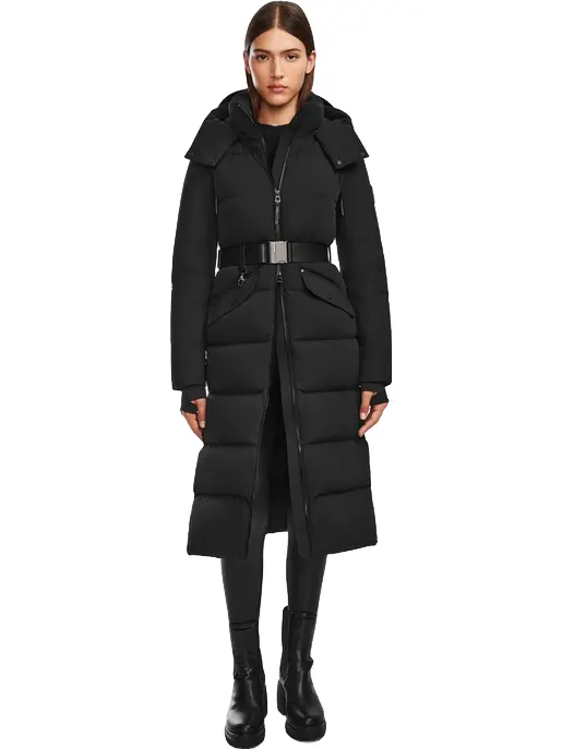 Rudsak Quilted Long Down Puffer With Belt - Black